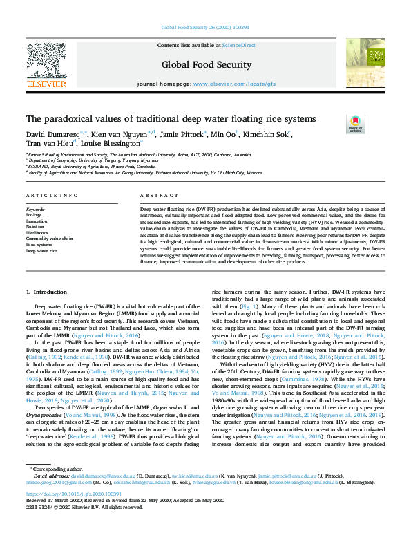 (PDF) The paradoxical values of traditional deep water floating rice ...