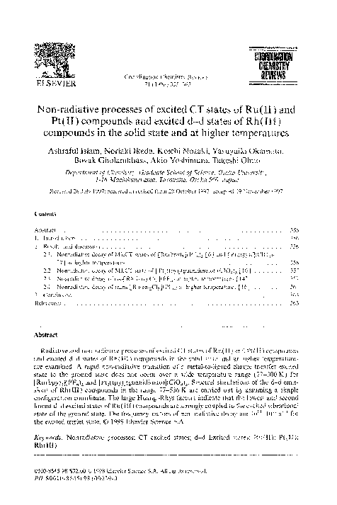 (PDF) Non-radiative processes of excited CT states of Ru(II) and Pt(II ...