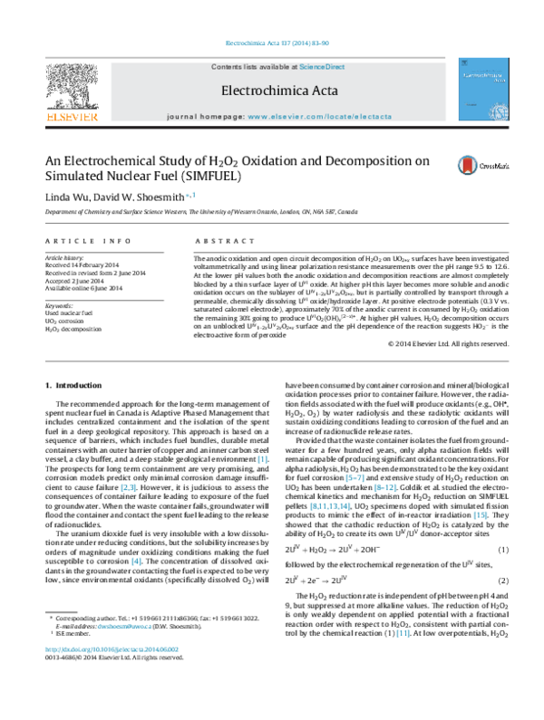 (PDF) An Electrochemical Study of H2O2 Oxidation and Decomposition on ...