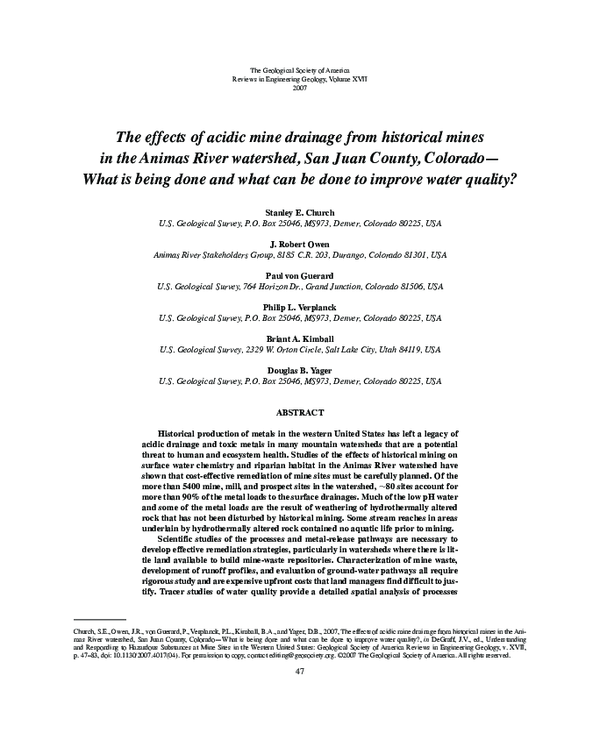 (PDF) The effects of acidic mine drainage from historical mines in the ...