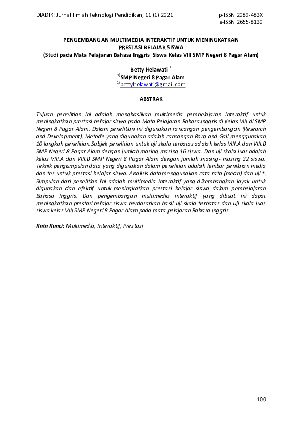 (PDF) PENGEMBANGAN MULTIMEDIA INTERAKTIF UNTUK MENINGKATKAN PRESTASI BELAJAR SISWA (Studi pada ...