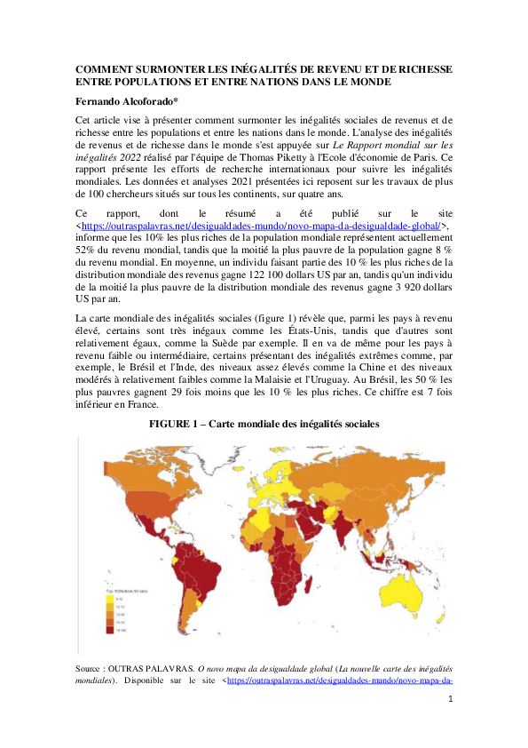 (PDF) COMMENT SURMONTER LES INÉGALITÉS DE REVENU ET DE RICHESSE ENTRE ...