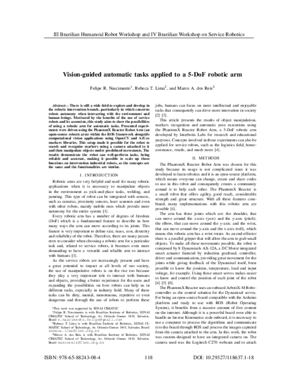 (PDF) Vision-guided automatic tasks applied to a 5-DOF robotic arm