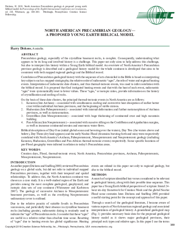 (PDF) North American Precambrian geology–A proposed young earth ...