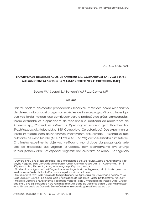 (PDF) Bioatividade de macerados de Anthemis sp., Coriandrum sativum e ...