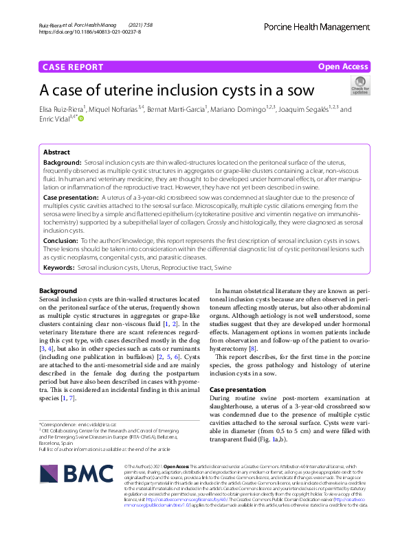 (PDF) A case of uterine inclusion cysts in a sow