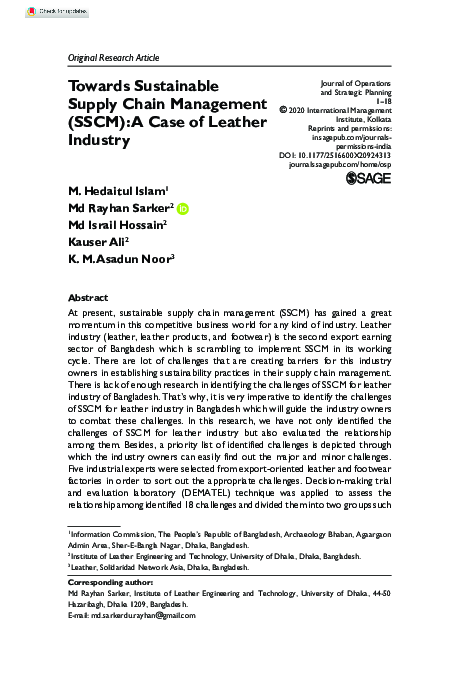 (PDF) Towards Sustainable Supply Chain Management (SSCM): A Case of ...