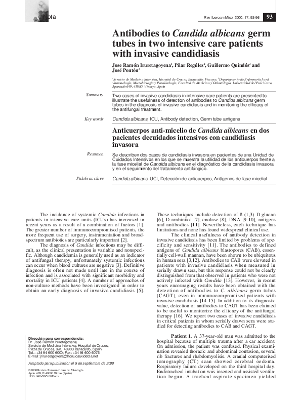 (PDF) Anticuerpos anti-micelio de Candida albicans en dos pacientes de ...