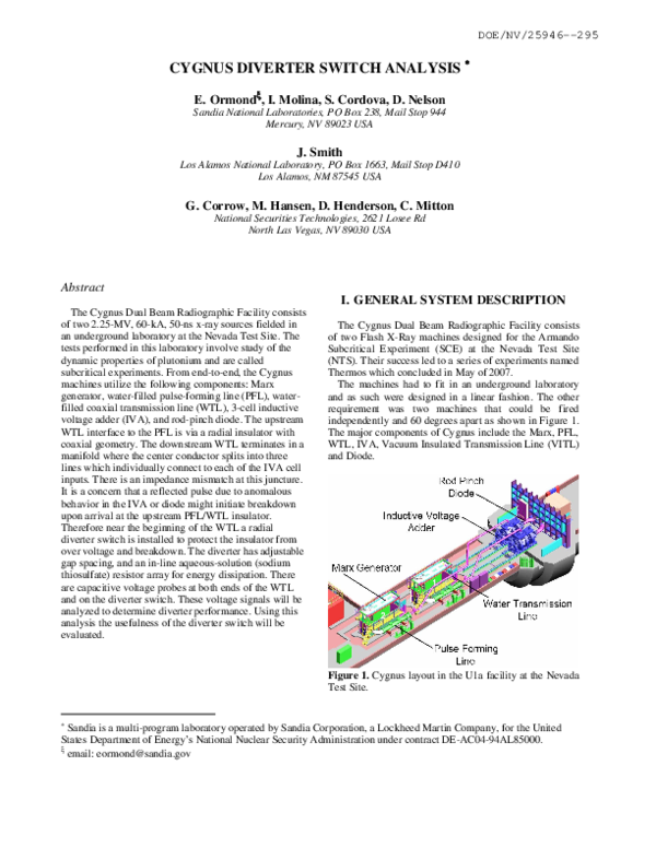 (PDF) Cygnus Diverter Switch Analysis