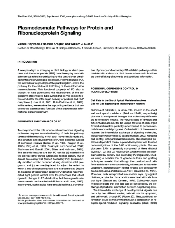 (PDF) Plasmodesmata