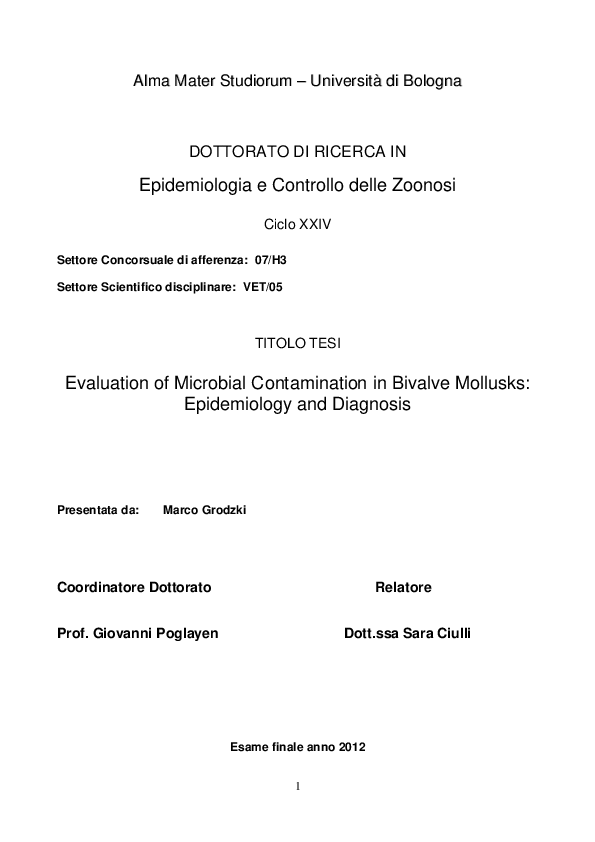 (PDF) Evaluation of Microbial Contamination in Bivalve Mollusks ...