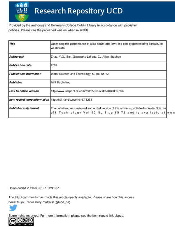 (PDF) Optimising the performance of a lab-scale tidal flow reed bed ...