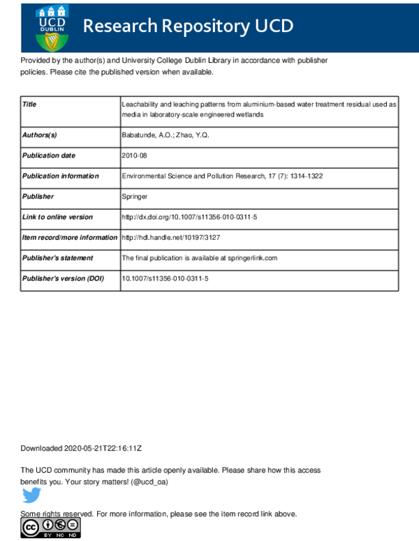 (PDF) Leachability and leaching patterns from aluminium-based water ...