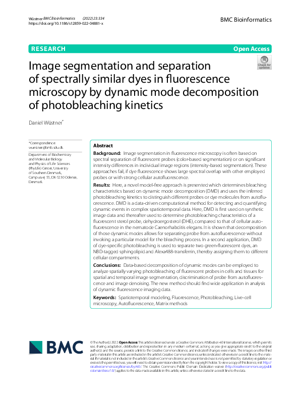 (PDF) Image segmentation and separation of spectrally similar dyes in fluorescence microscopy by ...