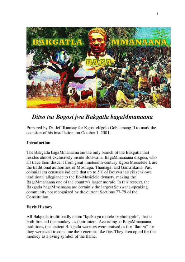(PDF) DITSO TSA BOGOSI JWA BAKGATLA BAGAMMANAANA