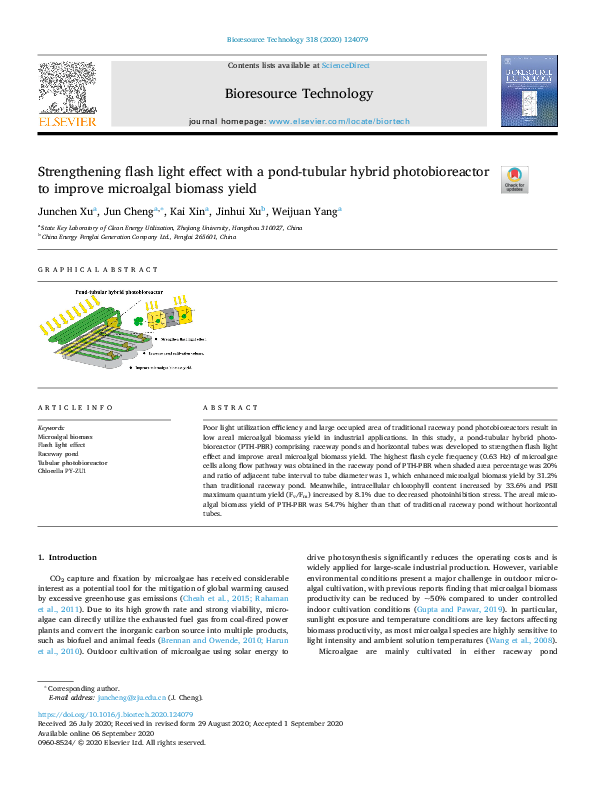 (PDF) Strengthening flash light effect with a pond-tubular hybrid photobioreactor to improve ...