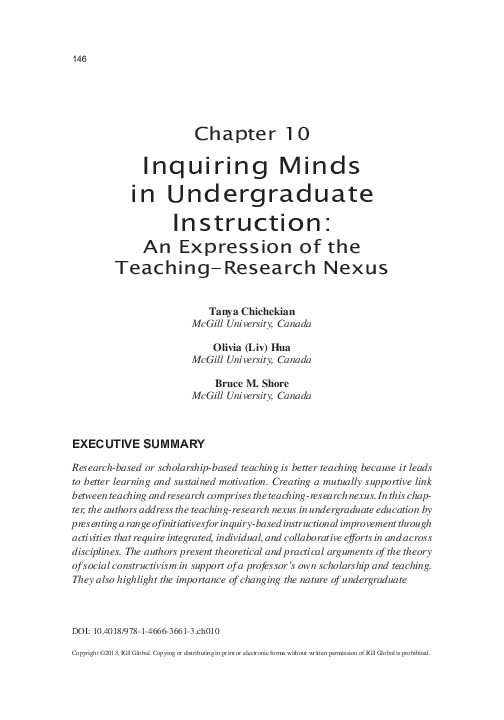 (PDF) Inquiring Minds in Undergraduate Instruction