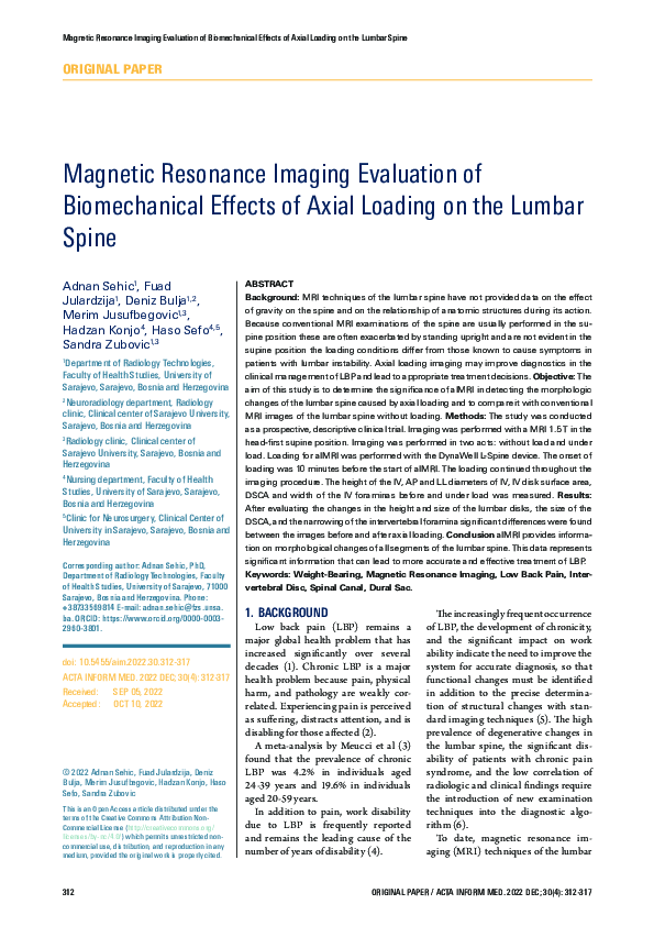 (PDF) Magnetic Resonance Imaging Evaluation of Biomechanical Effects of ...