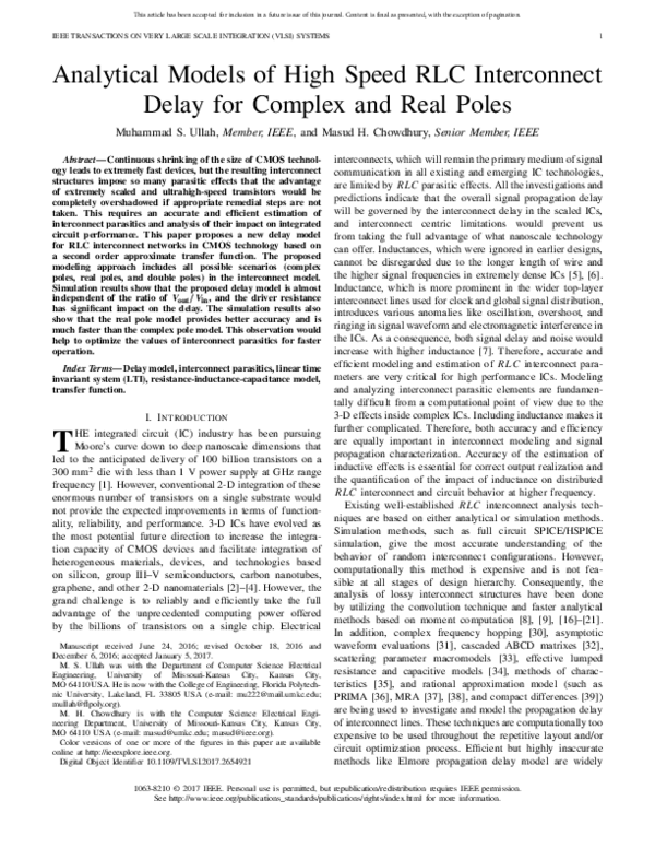 (PDF) Analytical Models of High-Speed RLC Interconnect Delay for ...