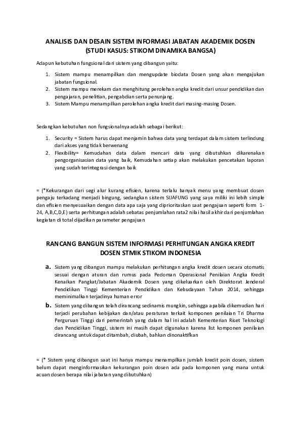 (DOC) ANALISIS DAN DESAIN SISTEM INFORMASI JABATAN AKADEMIK DOSEN (STUDI KASUS: STIKOM DINAMIKA ...