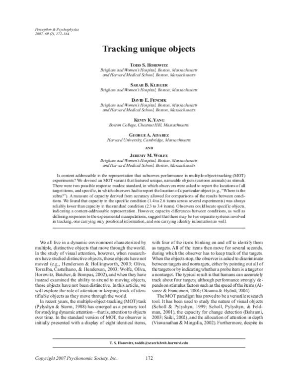 (PDF) Tracking unique objects
