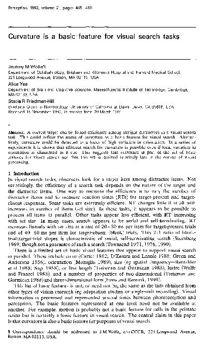 (PDF) Curvature is a Basic Feature for Visual Search Tasks