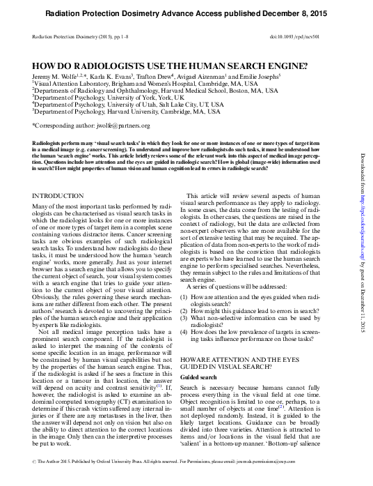 (PDF) How Do Radiologists Use the Human Search Engine?