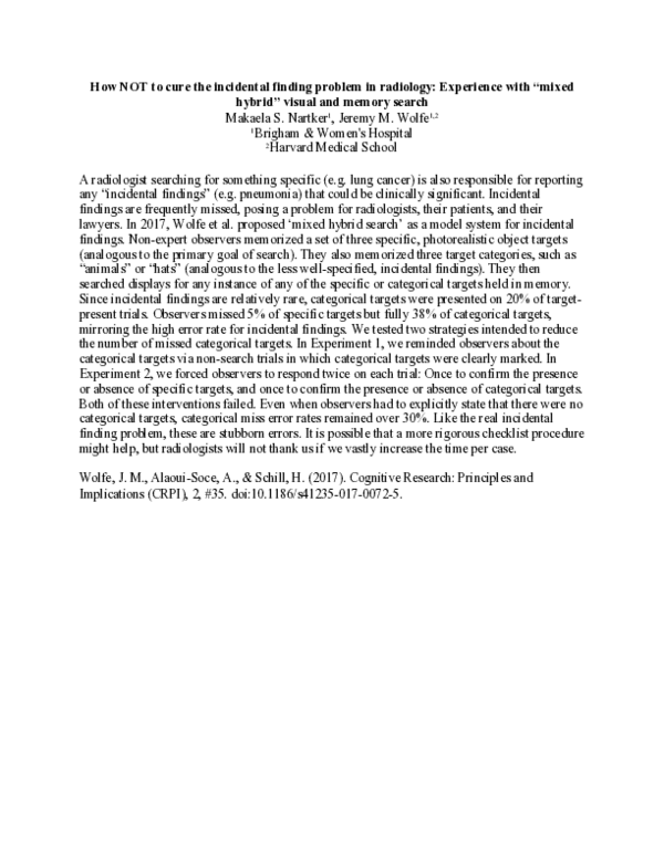 (PDF) How NOT to cure the incidental finding problem in radiology ...