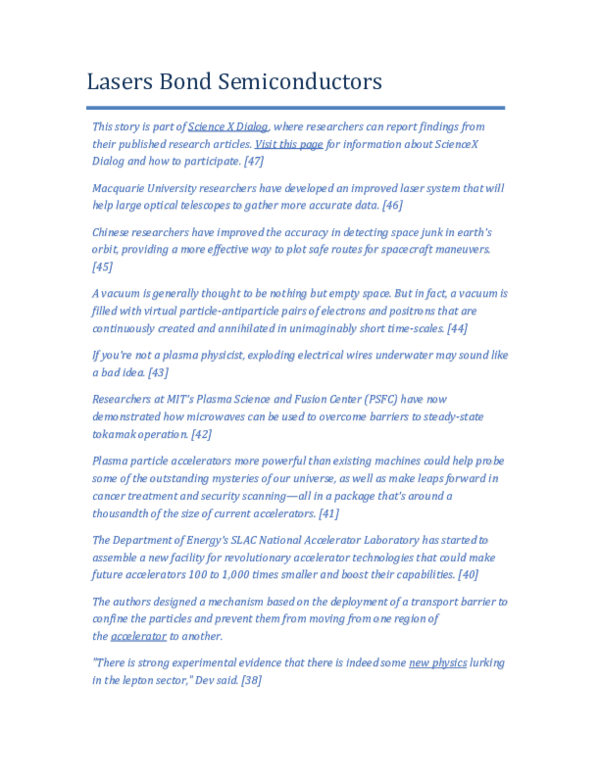 (PDF) Lasers Bond Semiconductors