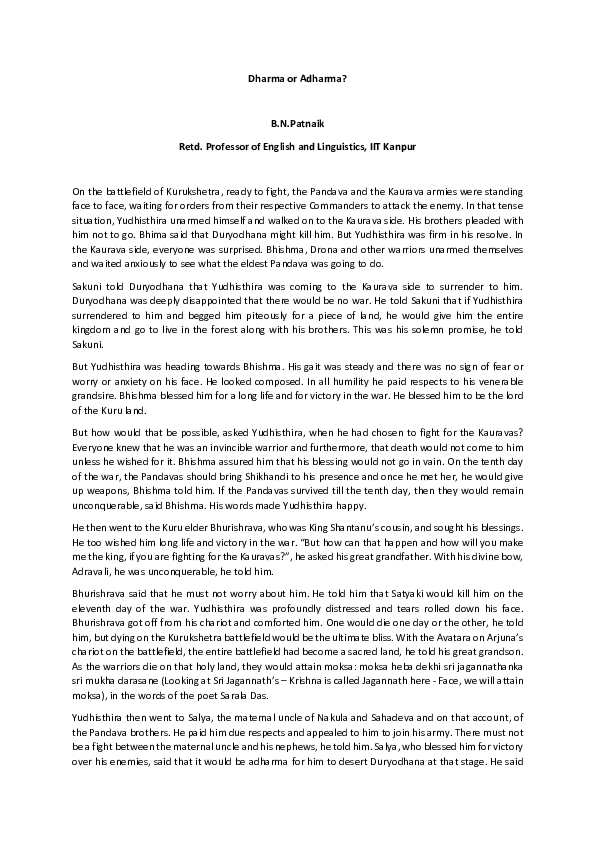 (PDF) Dharma or Adharma