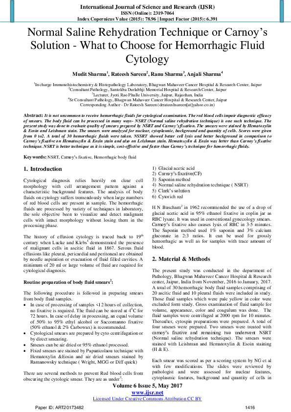 (PDF) Normal Saline Rehydration Technique or Carnoy ’ s Solution-What ...