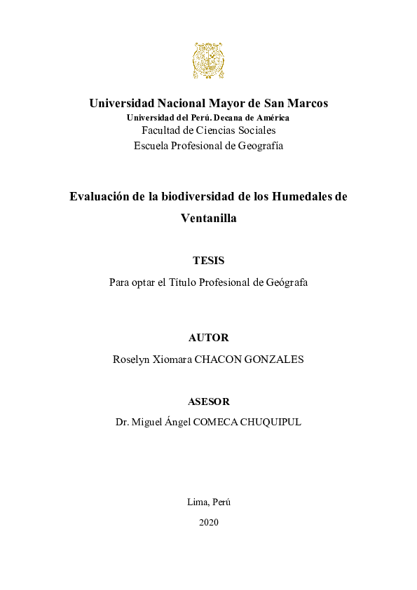 (PDF) Evaluación de la biodiversidad de los Humedales de Ventanilla