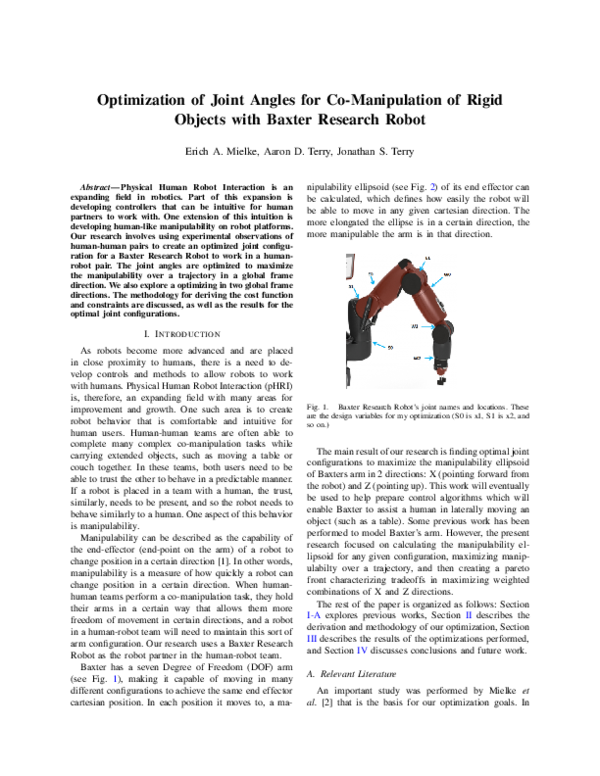 (PDF) Optimization of Joint Angles for Co-Manipulation of Rigid Objects with Baxter Research ...