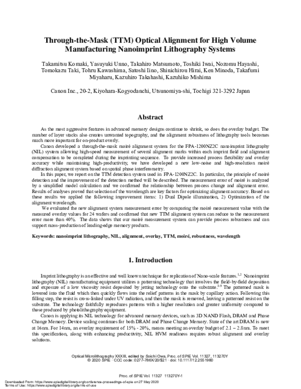 (PDF) Through-the-mask (TTM) optical alignment for high volume ...