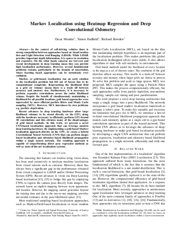 Pdf Markov Localisation Using Heatmap Regression And Deep Convolutional Odometry