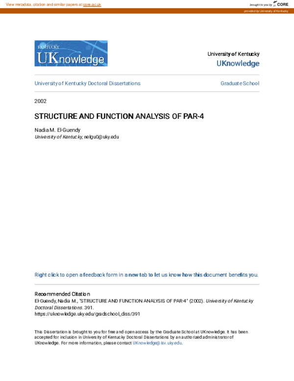 (PDF) Structure and function analysis of Par-4