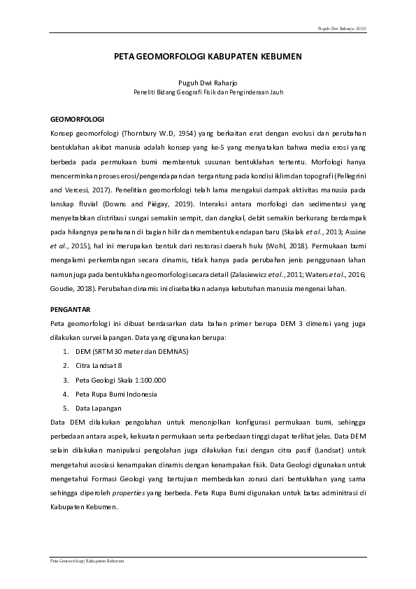 (PDF) PETA GEOMORFOLOGI KABUPATEN KEBUMEN