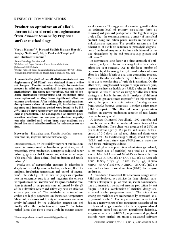 (PDF) Production Optimization of Alkali-Thermo Tolerant Crude ...