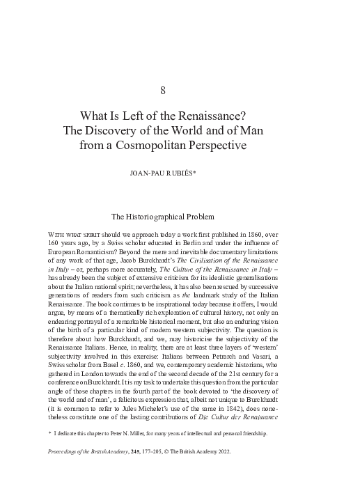 (PDF) ‘What is left of the Renaissance? The discovery of the world and ...