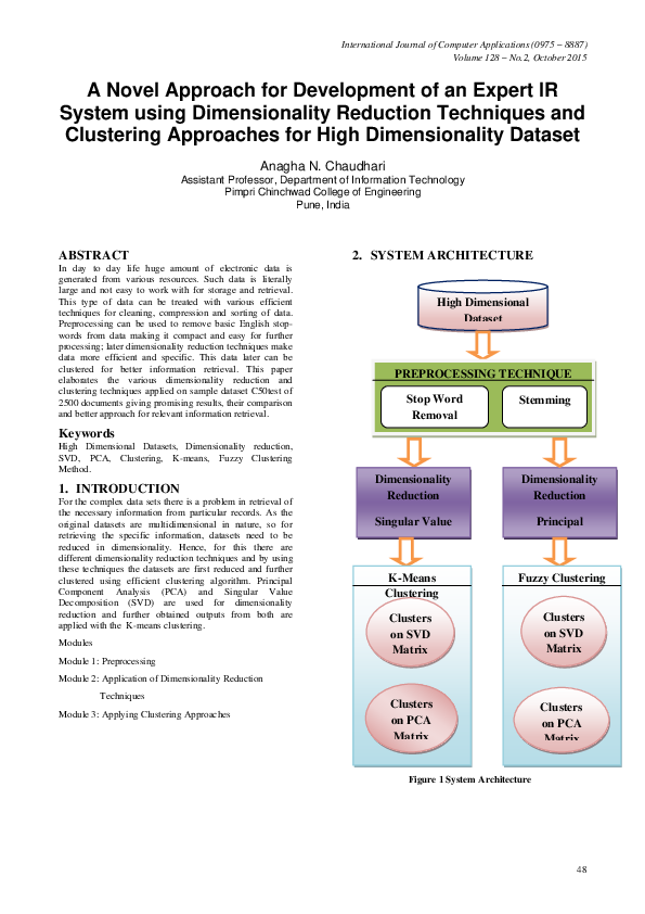 Pdf System Using Dimensionality Reduction Techniques And Clustering