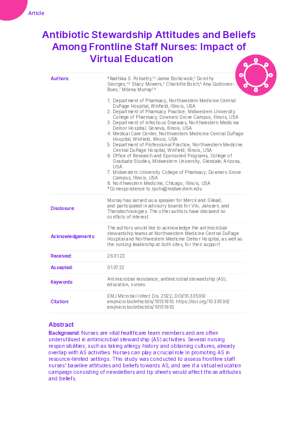 (PDF) Antibiotic Stewardship Attitudes and Beliefs Among Frontline ...