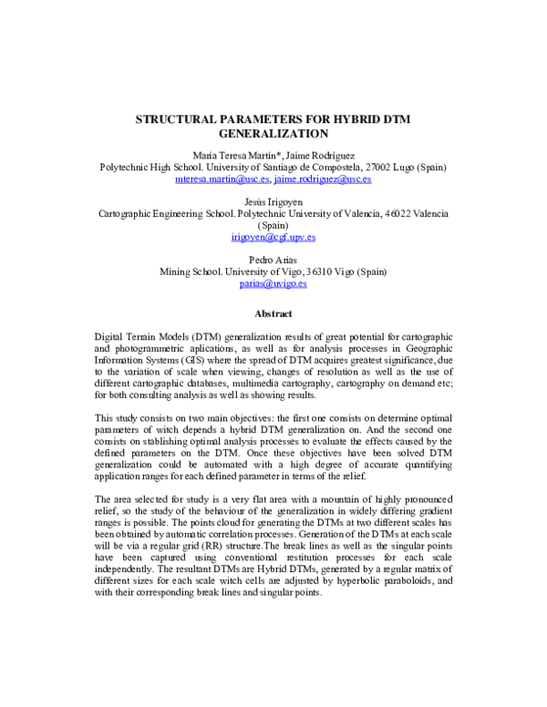 (PDF) Structural Parameters for Hybrid DTM Generalization