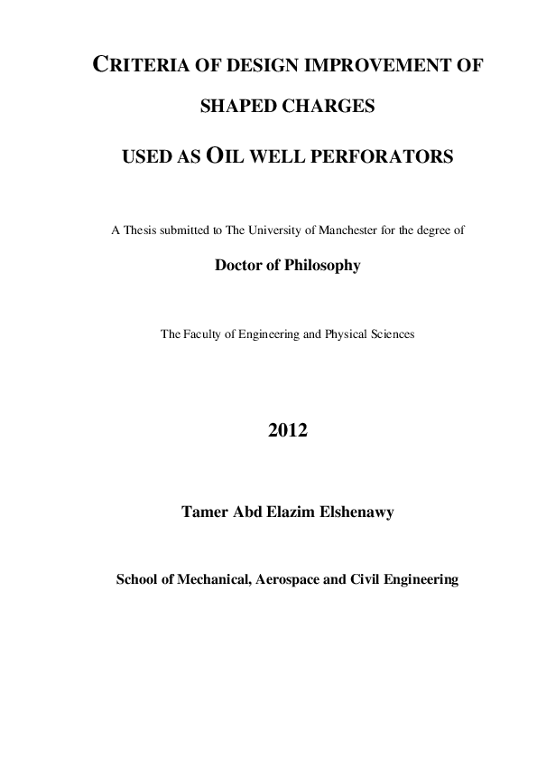 (PDF) Criteria of design improvement of shaped charges used as oil well ...