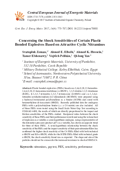 (PDF) Concerning the Shock Sensitivities of Certain Plastic Bonded ...