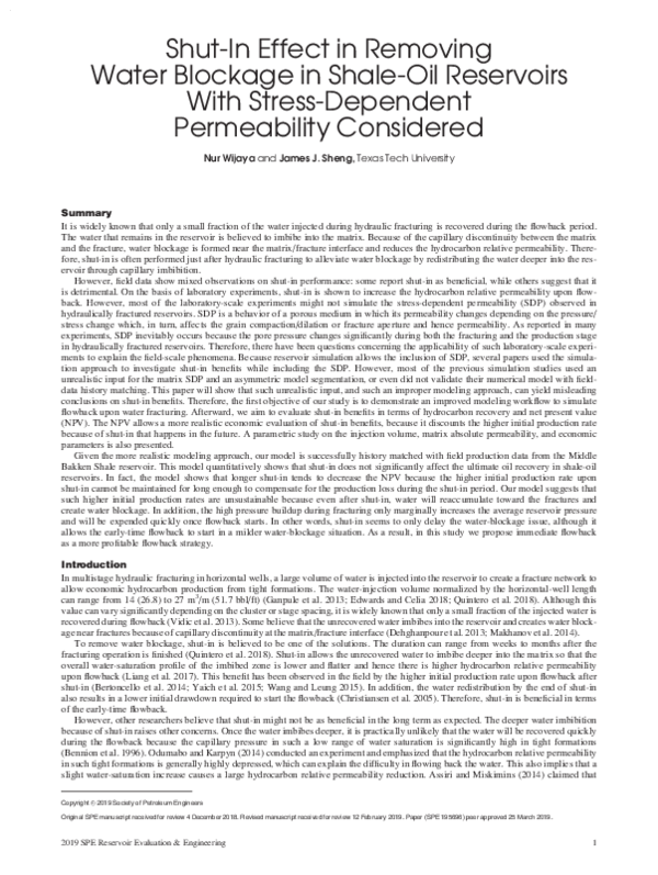 (PDF) Shut-In Effect in Removing Water Blockage in Shale-Oil Reservoirs ...