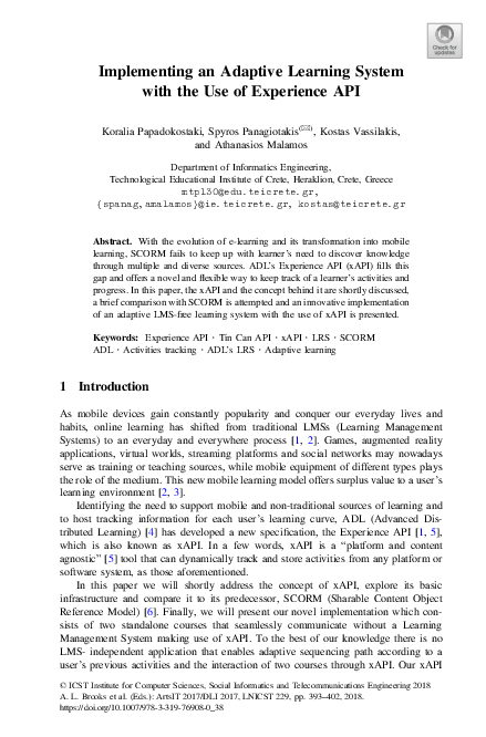 (PDF) Implementing an Adaptive Learning System with the Use of Experience API