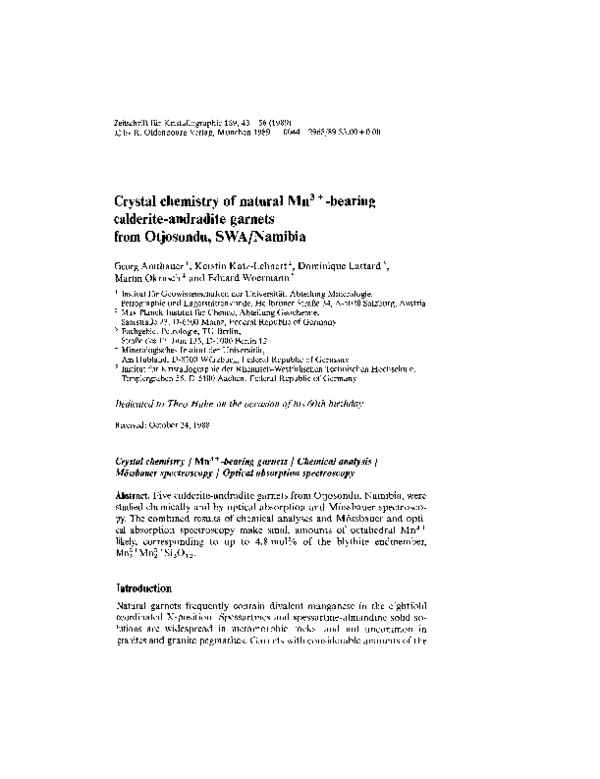 (PDF) Crystal chemistry of natural Mn3+-bearing calderite-andradite ...