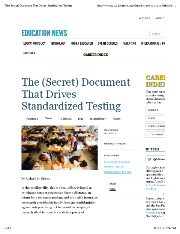 (PDF) The (Secret) Document that Drives Standardized Testing