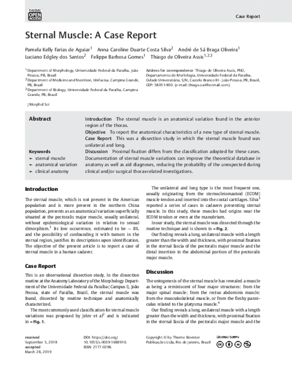 (PDF) Sternal Muscle: A Case Report