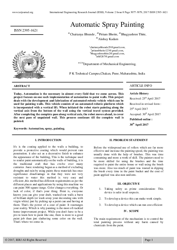 (PDF) Automatic Spray Painting